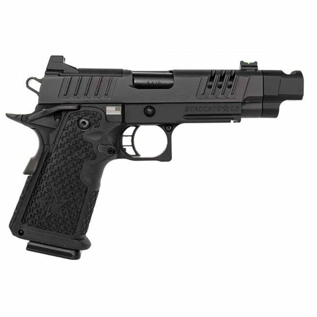 Staccato C2 9mm Limited Edition Optic Cut Aluminum Frame DLC Threaded Compensated 4.5 Barrel 16 ...